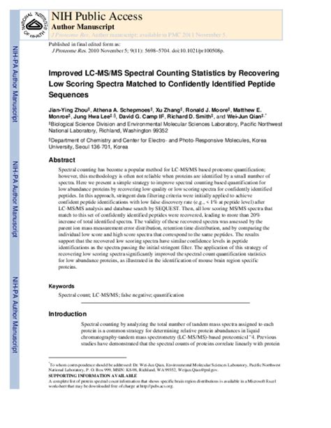 pdf improved lc−ms ms spectral counting statistics by recovering low