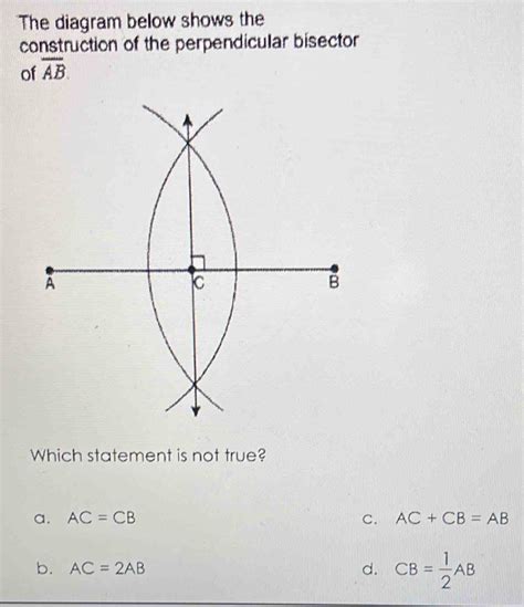 Solved The Diagram Below Shows The Construction Of The Perpendicular