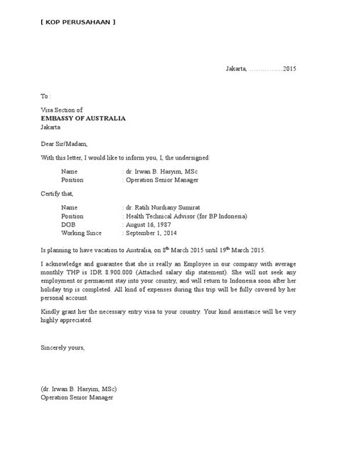 Contoh Statement Letter