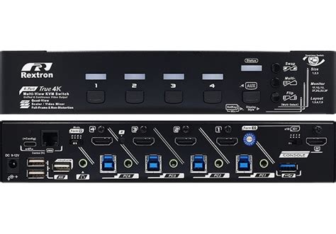 Quad View Kvm Switch For Commercial Work Qskm 3114 Rextron Multi
