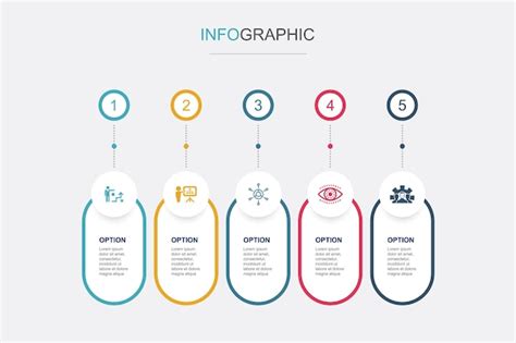 비즈니스 전략 계획 비즈니스 모델 비전 개발 아이콘 인포그래픽 디자인 템플릿 크리에이티브 컨셉5단계 포함 프리미엄 벡터