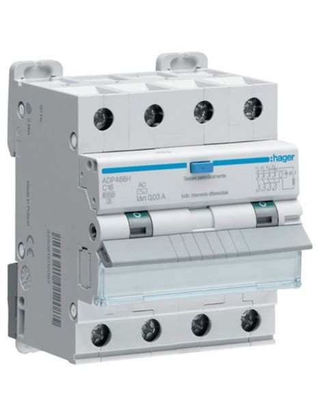 Disyuntor De Corriente Residual Hager 4p 30ma 16a Adp466h Matyco