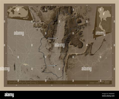 Phetchabun Province Of Thailand Elevation Map Colored In Sepia Tones