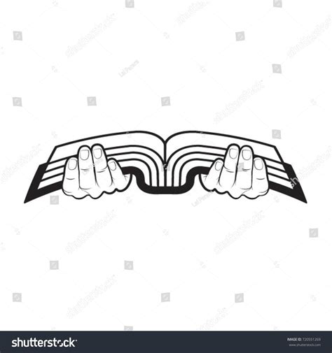 Two Hands Holding Book Black Outlinevector Stock Vector Royalty Free