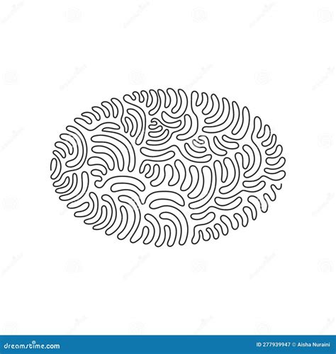 Continuous One Line Drawing Geometric Shapes Ellipse Icon Simple Line Outline Vector 3d