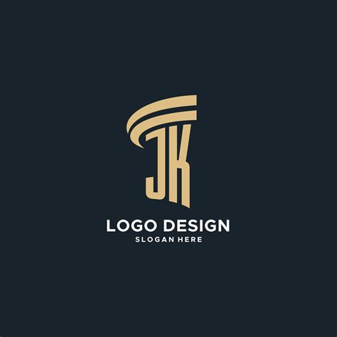 Jk Monogram With Pillar Icon Design Luxury And Modern Legal Logo