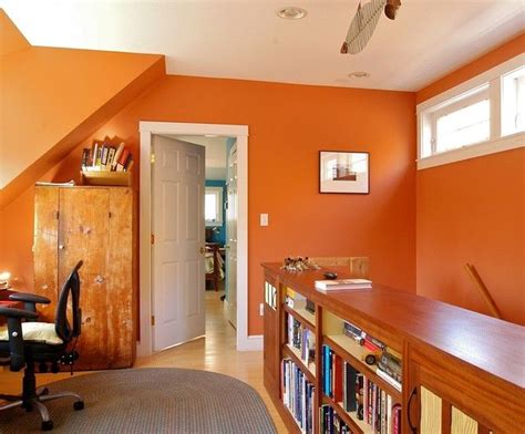 Bright Vibrant Home Office With Bold Orange Brilliance Hale Orange