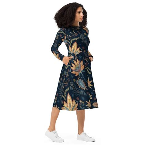 Long Sleeve Midi Dress Etsy