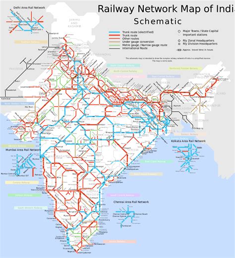 ملف Railway network map of India Schematic svg المعرفة