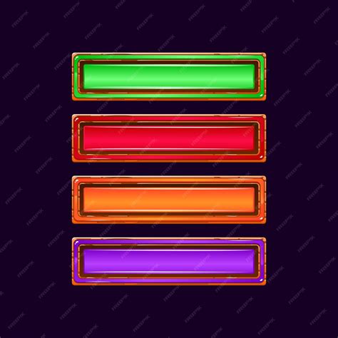 Premium Vector Set Of Funny Gui Colorful Jelly Loading Progress Bar Icon With Wooden Border