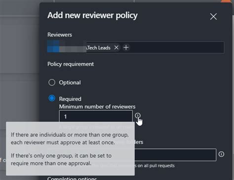 azure devops pull request policy requiring one of two required