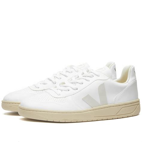 Veja Mens V 10 Leather Basketball Sneakers In Full White Veja