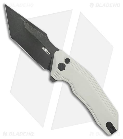 Kubey Yokai Button Lock Knife White G 10 Black Stonewash