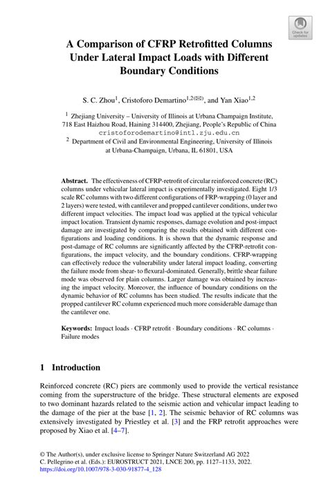 Pdf A Comparison Of Cfrp Retrofitted Columns Under Lateral Impact