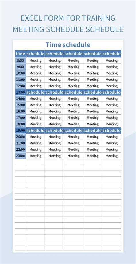 Free Meeting Schedule Templates For Google Sheets And Microsoft Excel Slidesdocs