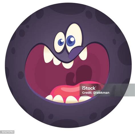 Wajah Monster Kartun Lucu Vector Halloween Monster Bulat Avatar