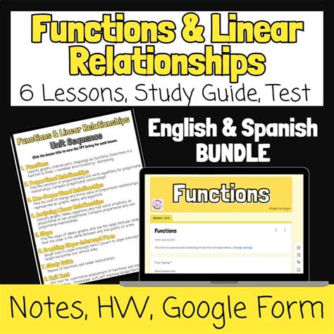 Functions And Linear Relationships Unit English And Spanish Bundle