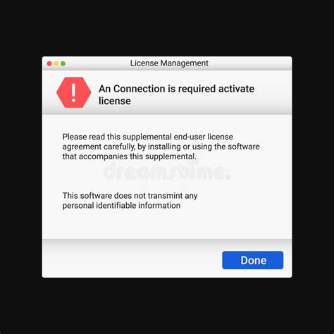 modern license message for user warning message with information stock