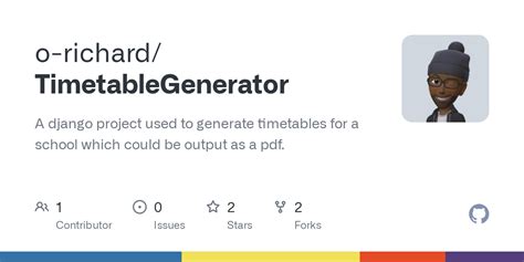 GitHub O Richard TimetableGenerator A Django Project Used To Generate Timetables For A School