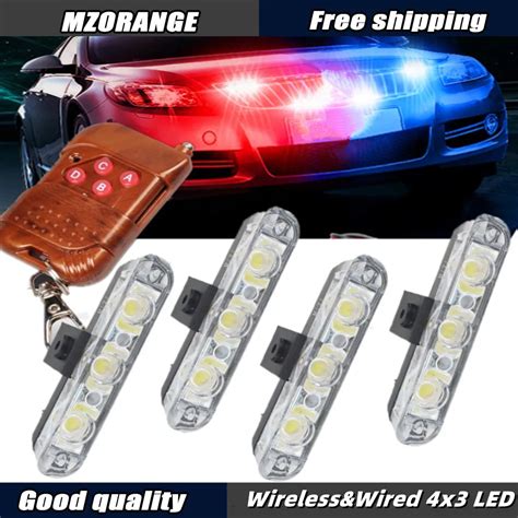 4x3 Led 무선 원격 구급차 경찰 조명 12v Fso 스트로브 경고 자동차 비상 플래시 스트로보 스코프 자동차 액세서리