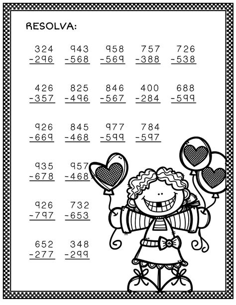 Subtração Fichas matemáticas para trabalhar a subtração Atividades