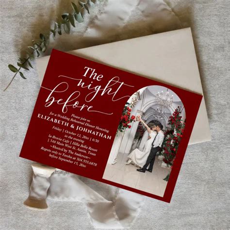Burgundy The Night Before Rehearsal Dinner Invitation Zazzle