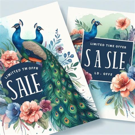 Premium Photo Vector Shop Ad Template With Watercolor Peacocks And