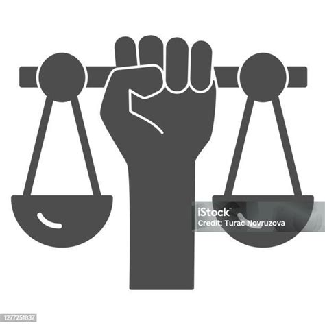 手持秤實心圖示概念民權標誌在白色背景正義在手的圖示在字形風格為移動和網頁設計向量圖形向量圖形及更多人權圖片 人權 圖示 公義 Istock