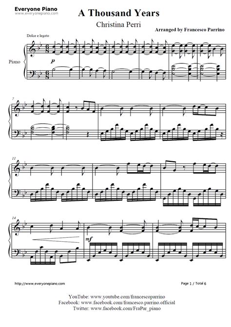 A Thousand Years Christina Perri Sheet Music