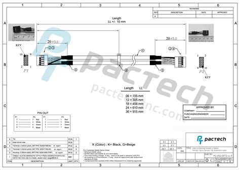 USB Internal Header Cable Mm Female X P To Female X P Pitch Extension Cable Pactech