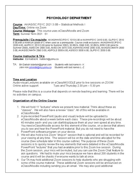 Psyc B Su Psychology Department Course Ak As Sc Psyc Statistical Methods I