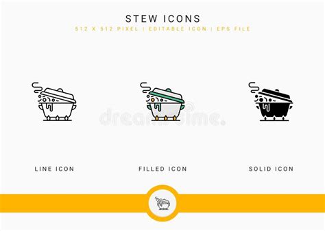 Stew Icons Set Vector Illustration With Solid Icon Line Style Kitchen