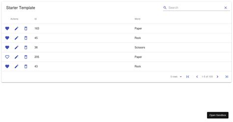 Material Table Starter Template Codesandbox