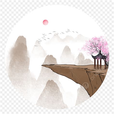 Chinese Feng Shui PNG Transparent Chinese Feng Shui Ink Landscape