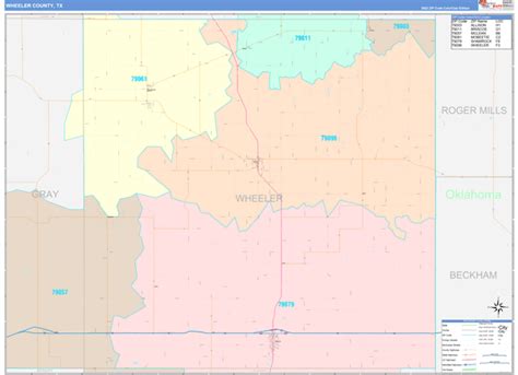 Wheeler County Tx Wall Map Color Cast Style By Marketmaps Mapsales