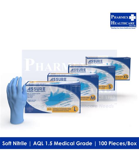 ASSURE Soft Nitrile Examination Gloves Powder Free 100 Pc Box