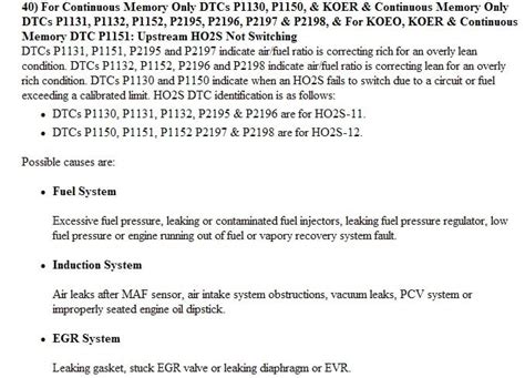 Ford HO2S11 Sensor Code P1131 Lean Bank 1 Q A