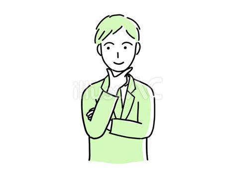 顔に手を当てて考えるスーツ姿の若い男性イラスト No 23317188｜無料イラスト・フリー素材なら「イラストac」