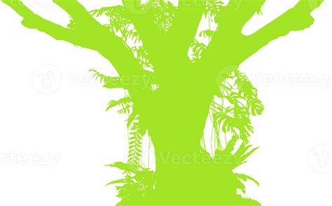 Tree In The Forest Or Jungle Silhouette For Art Illustration