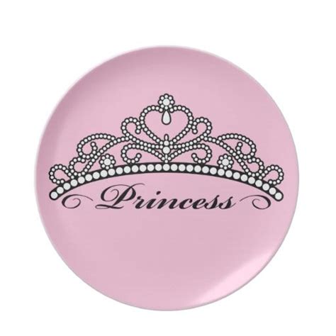 Princess Tiara Plate Pink Background Zazzle Princess Tiara Tattoo