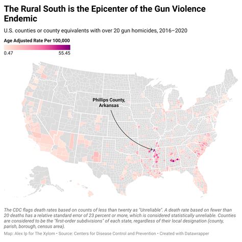 Oc Age Adjusted Gun Homicide Death Rates Per Us County Or