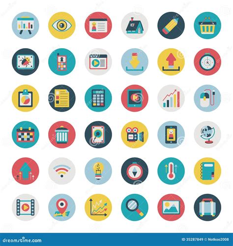 Retro Flat Web Icon Set Stock Vector Illustration Of Media 35287849