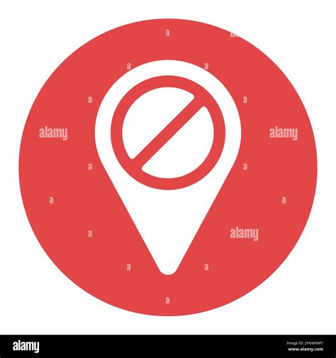 Forbidden Pin Map White Glyph Icon Map Pointer Demonstration