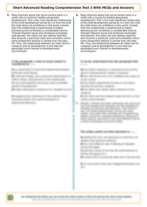 Solution 846 Short Advanced Reading Comprehension Test 3 With Mcqs And