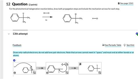 12 question 2 points see page 1261 for the photochemical halogenation