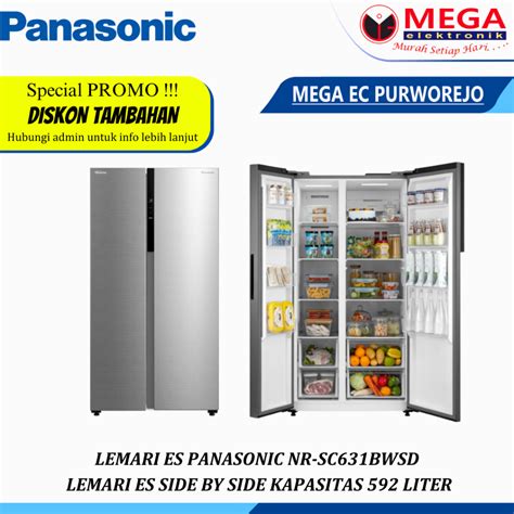 Jual Lemari Es Panasonic Nr Sc631bwsd Lemari Es Side By Side Kapasitas 592 Liter Shopee