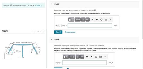 Solved Member Ab Is Rotating At Ab Rad S Figure Chegg