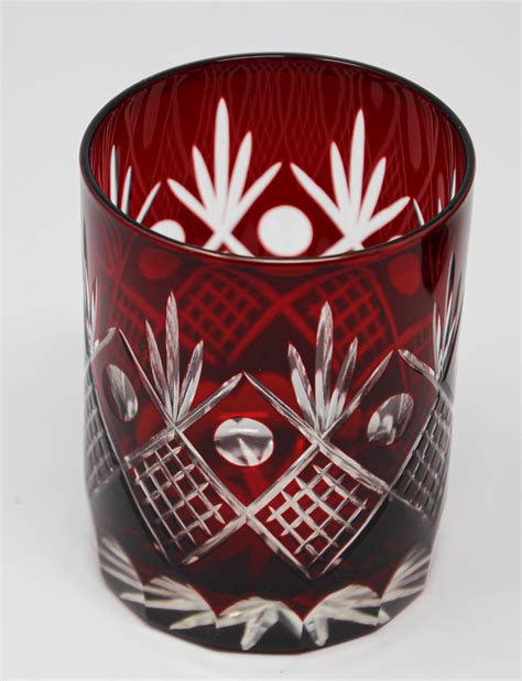 Four Cut Crystal Whiskey Ruby Glass Tumbler Ruby Red At 1stdibs Ruby