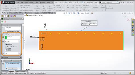 Solidworks 2015 Equal Spacing Option For Linear Patterns With