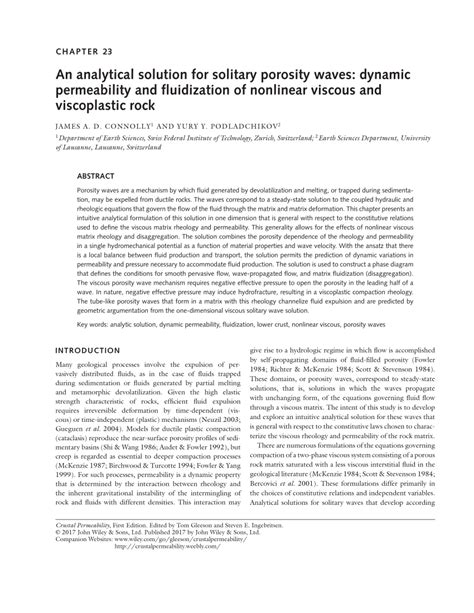 Pdf An Analytical Solution For Solitary Porosity Waves Dynamic